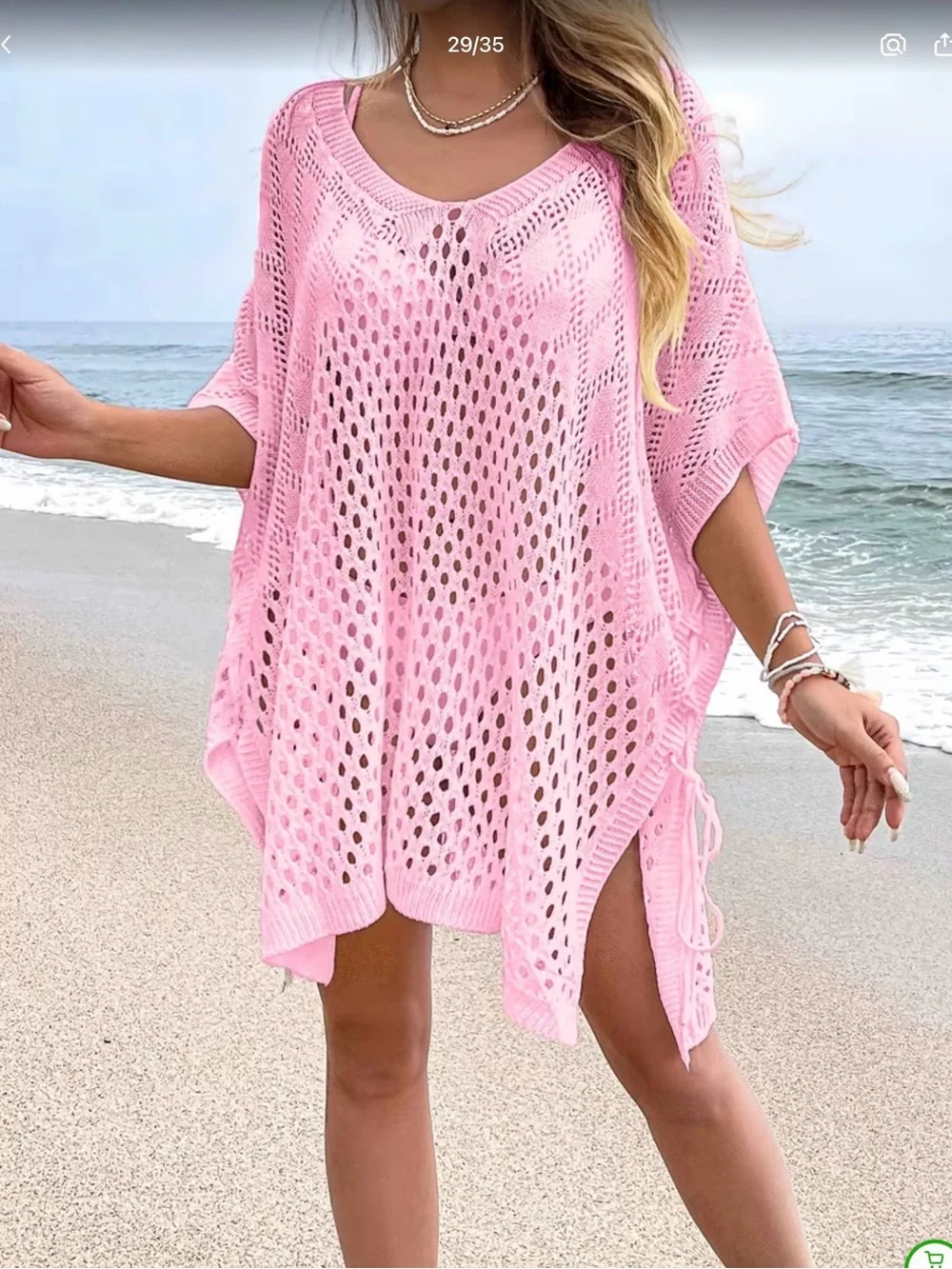 The Unbranded Brand | Swim | Light Pink Crochet Boho Beach Coverup ...